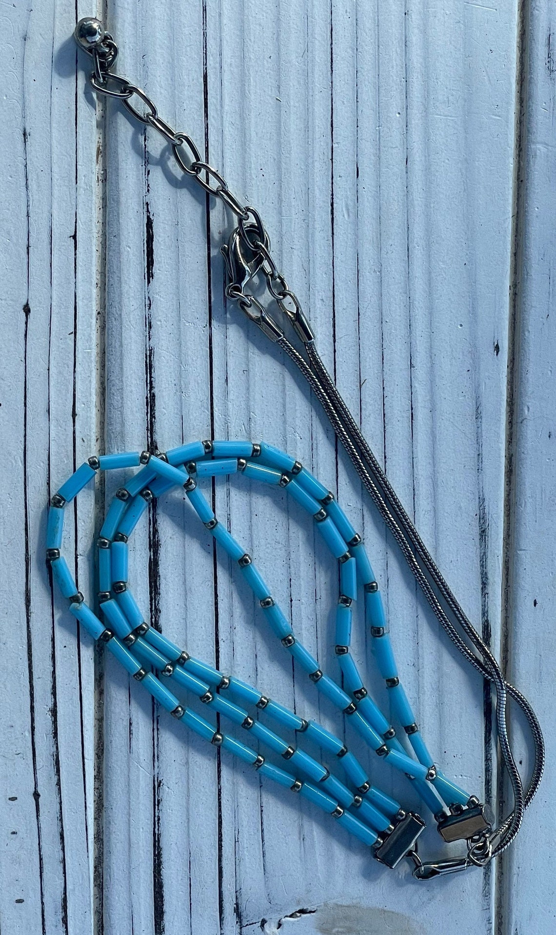 Vintage 3 Strand Turquoise Color Beads Necklace - Etsy