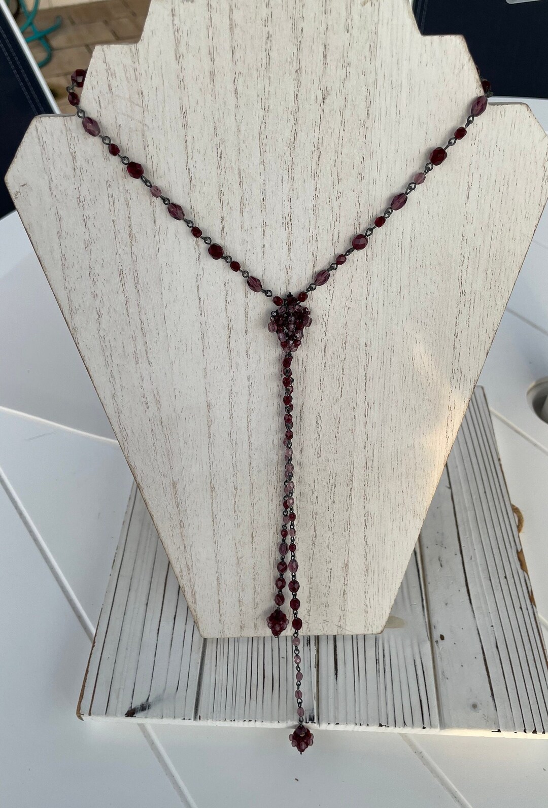 Vintage Synthetic Beads and Crystal Beaded Necklace/ Chocker - Etsy
