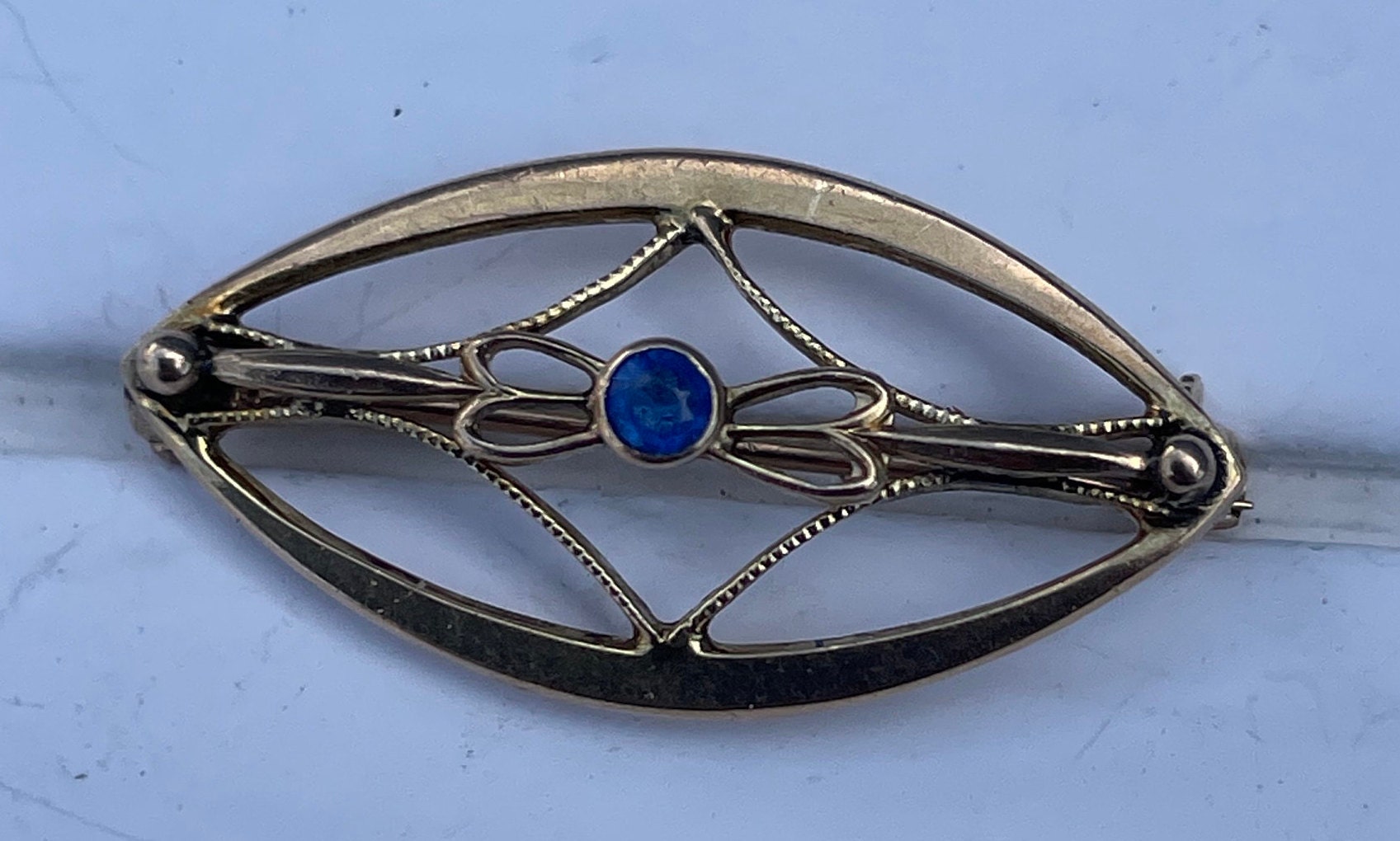 Vintage Tiny 10k Gold Blue Sapphire Pin - Etsy