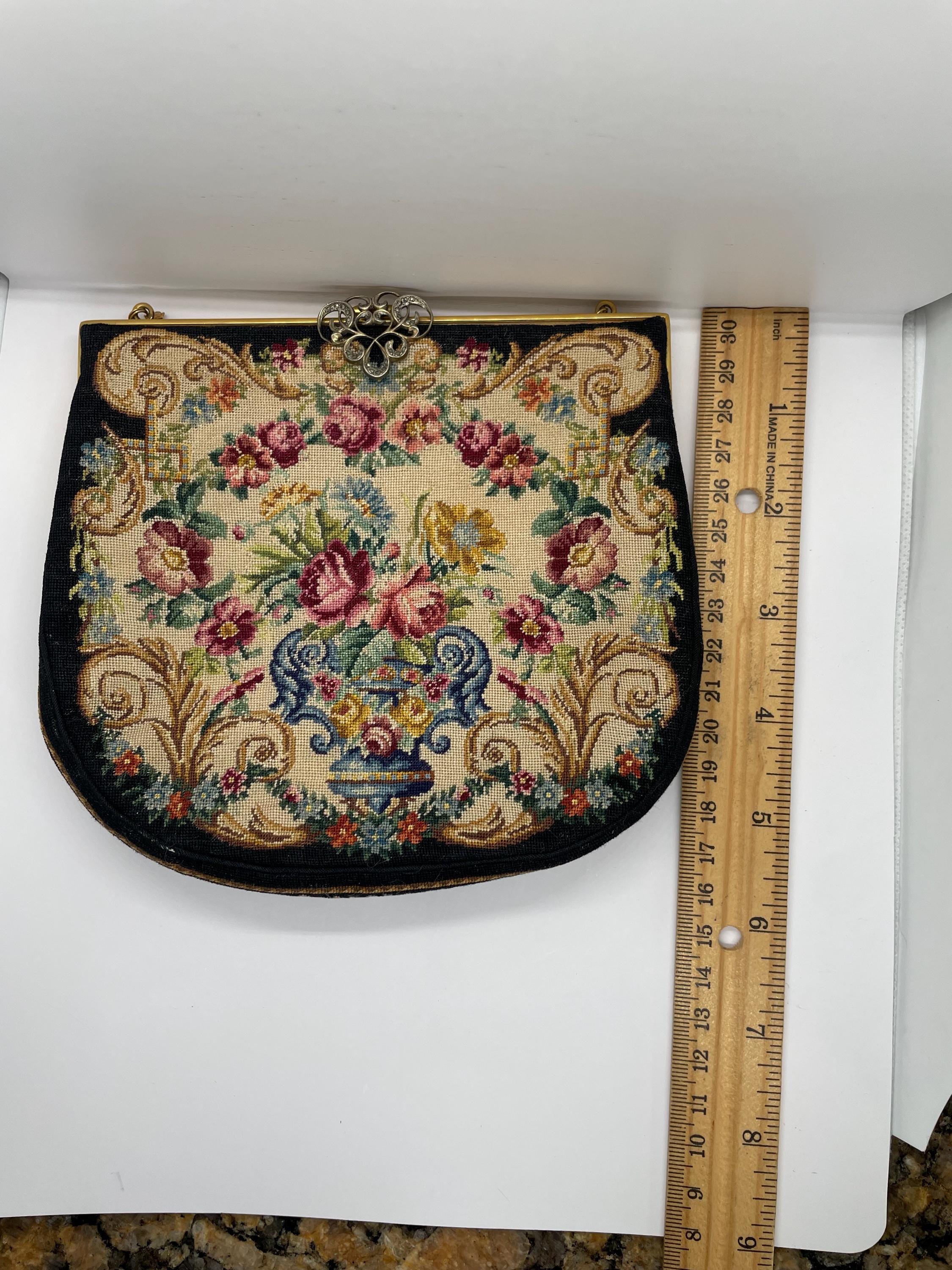 Vintage French Petit Point Floral Tapestry Purse – Hand Made in France ...