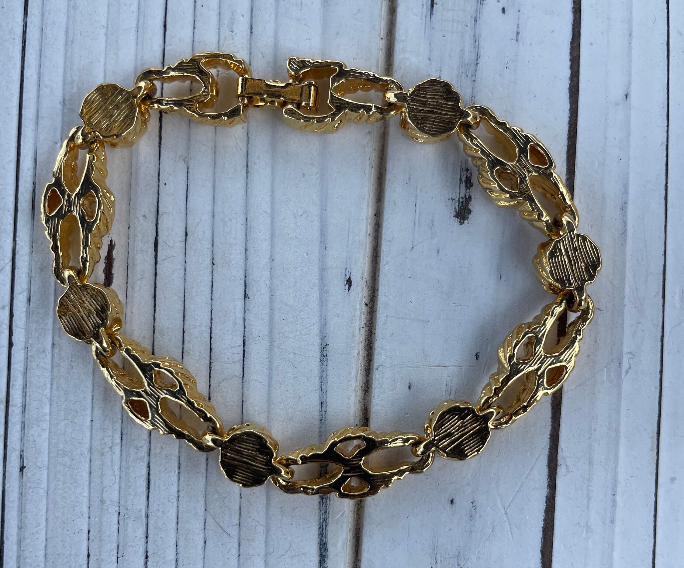 Vintage Crystal Station Bracelet Gold Plated - Etsy