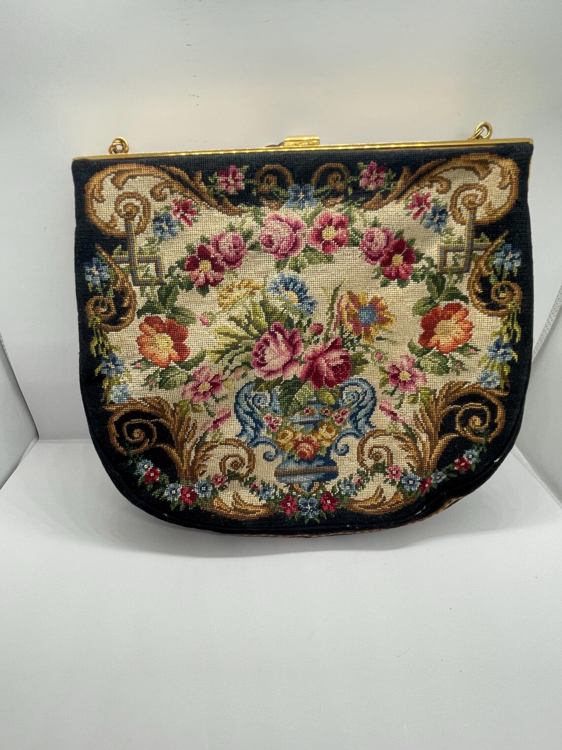 Vintage French Petit Point Floral Tapestry Purse – Hand Made in France ...