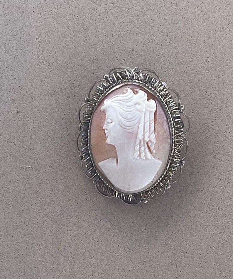 Vintage Shell Cameo Brooch / Pendant - Etsy
