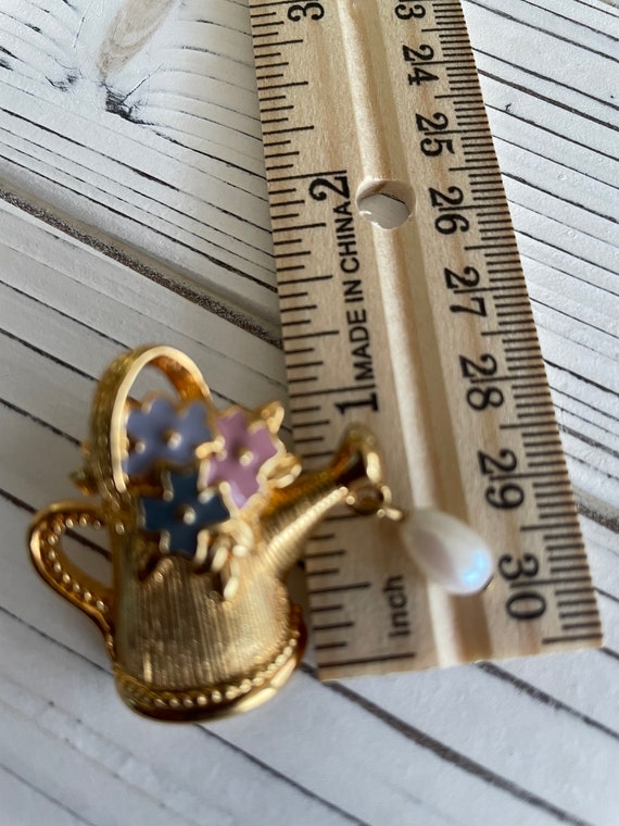 Vintage Avon Watering Can Pin with pretty Flowers and… - Gem