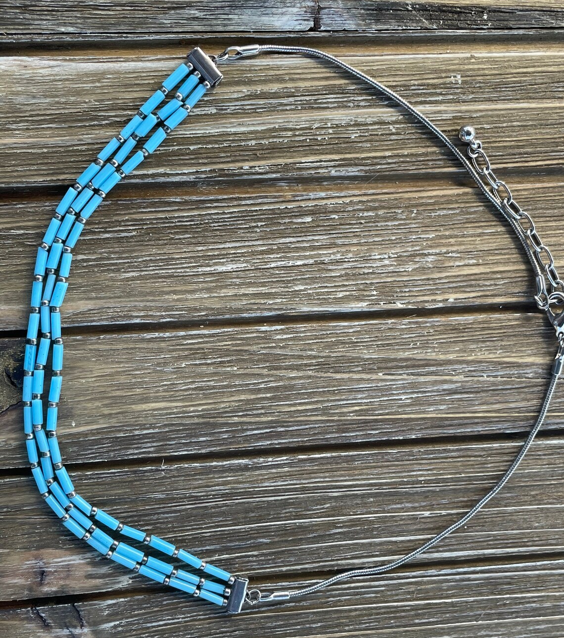 Vintage 3 Strand Turquoise Color Beads Necklace - Etsy