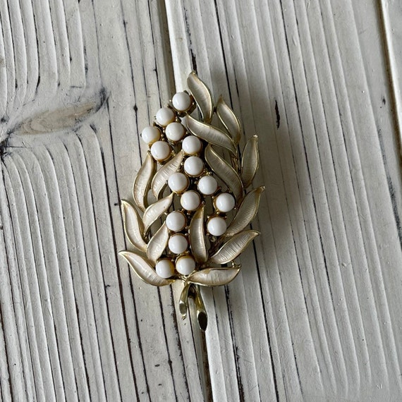 Vintage enamel leaves brooch - Gem