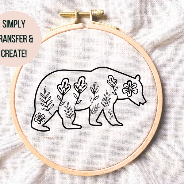 Bear Hand Embroidery - Etsy