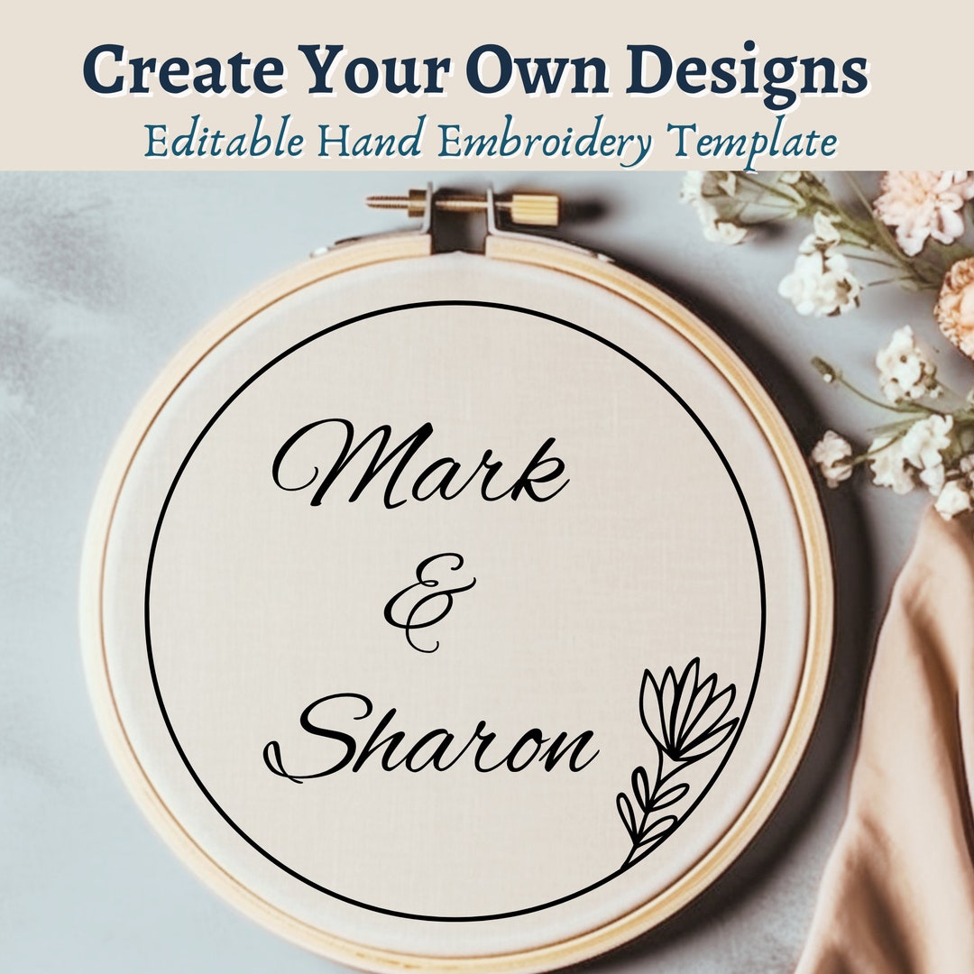 Editable Wedding Hand Embroidery Template - Canva Embroidery Pattern ...