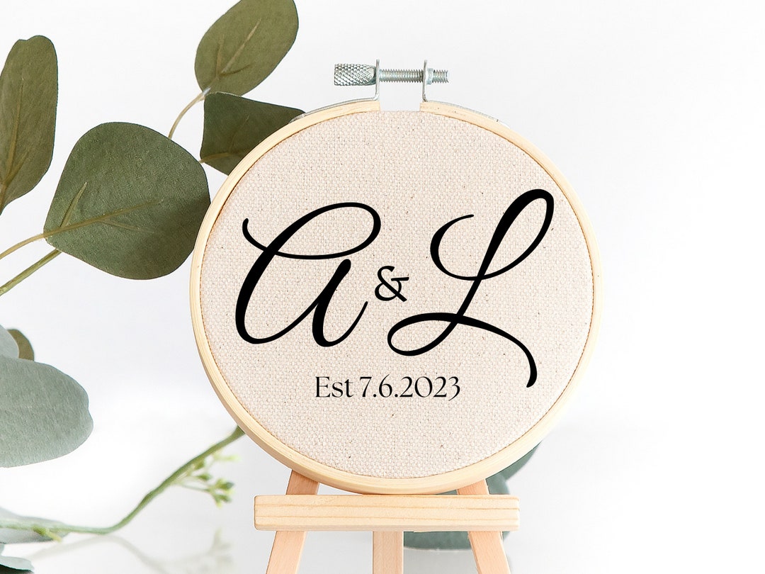 Custom Wedding Initials Hand Embroidery Pattern Personalized Couples ...