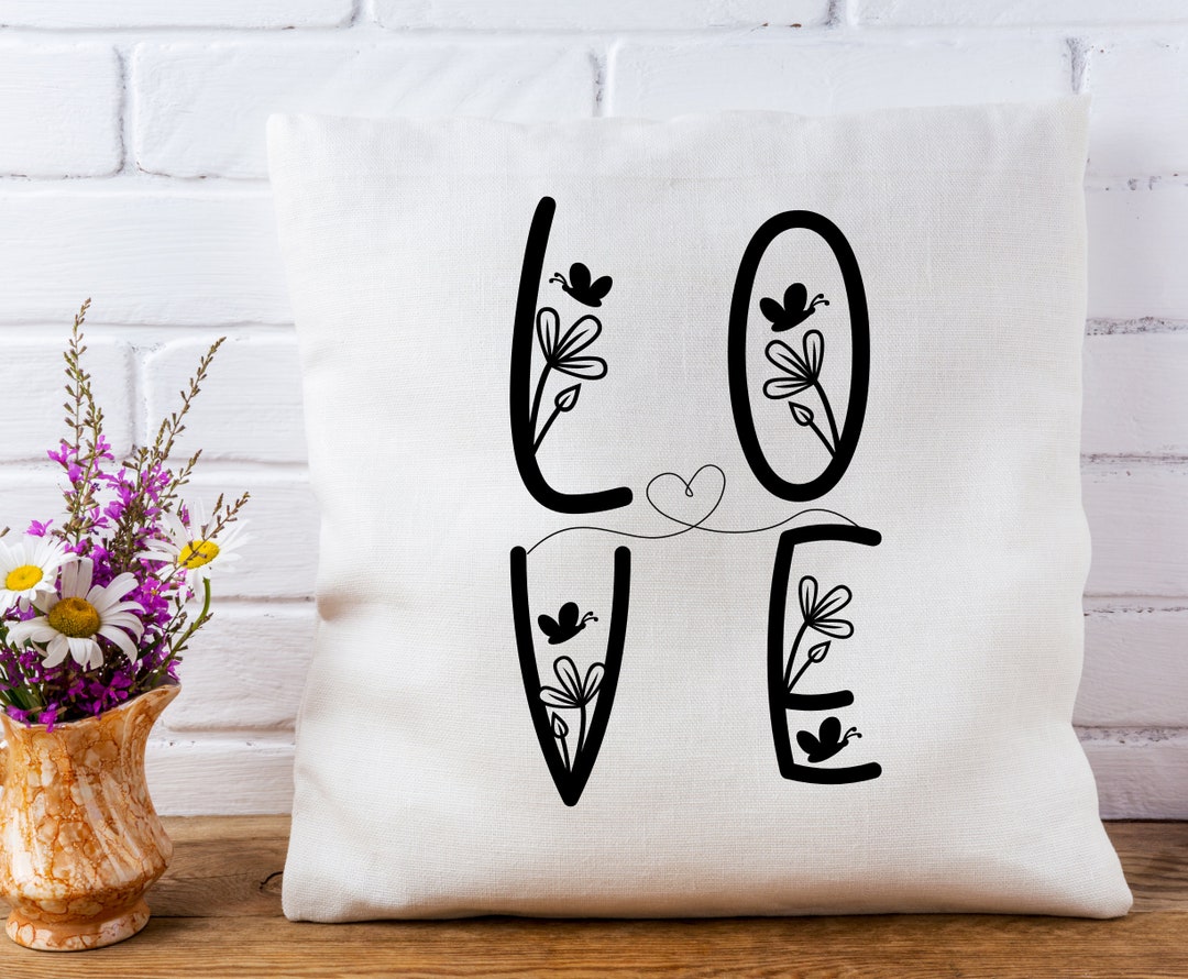 Love Quote Hand Embroidery Pattern Floral Love Embroidery Design ...