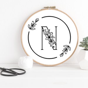 Letter N Hand Embroidery Monogram - Letter N Hand Embroidery Letter ...