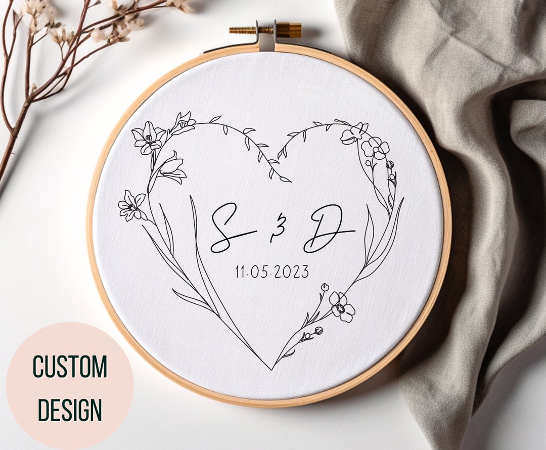 Custom Wedding Initials Hand Embroidery Pattern Personalized - Etsy