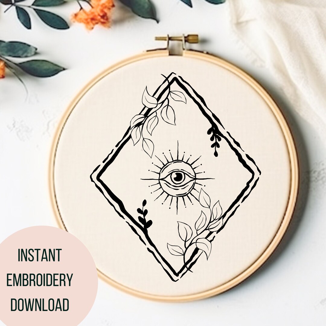 Modern Celestial Eye Hand Embroidery Pattern Eye and Flower Hand ...
