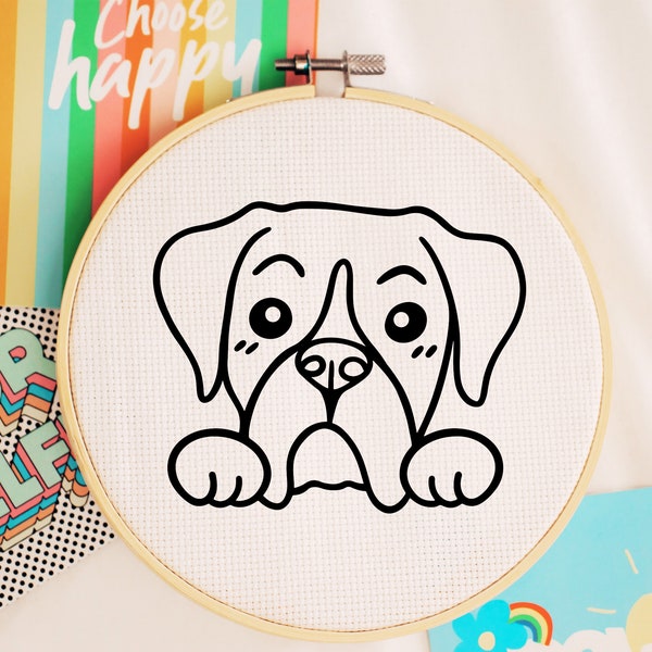Boxer Dog Embroidery - Etsy