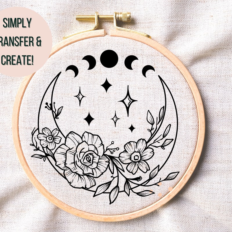 Moon Embroidery - Etsy