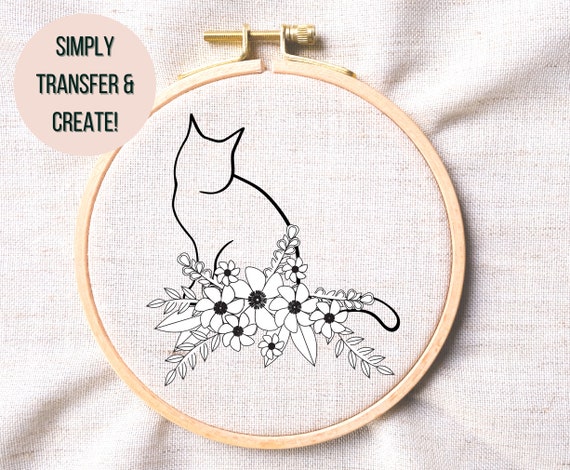 Cat Hand Embroidery Simple Designs Floral Cat Embroidery Tutorial