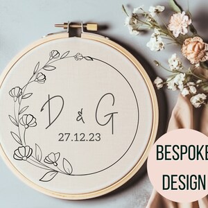 Custom Wedding Initials Hand Embroidery PDF Personalized Couples ...