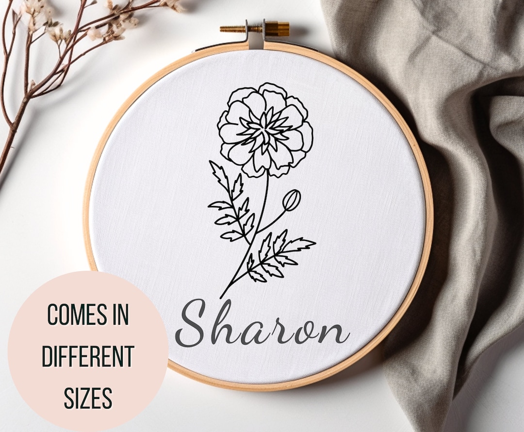 Custom Marigold Flower Hand Embroidery Pattern Personalized Marigold ...