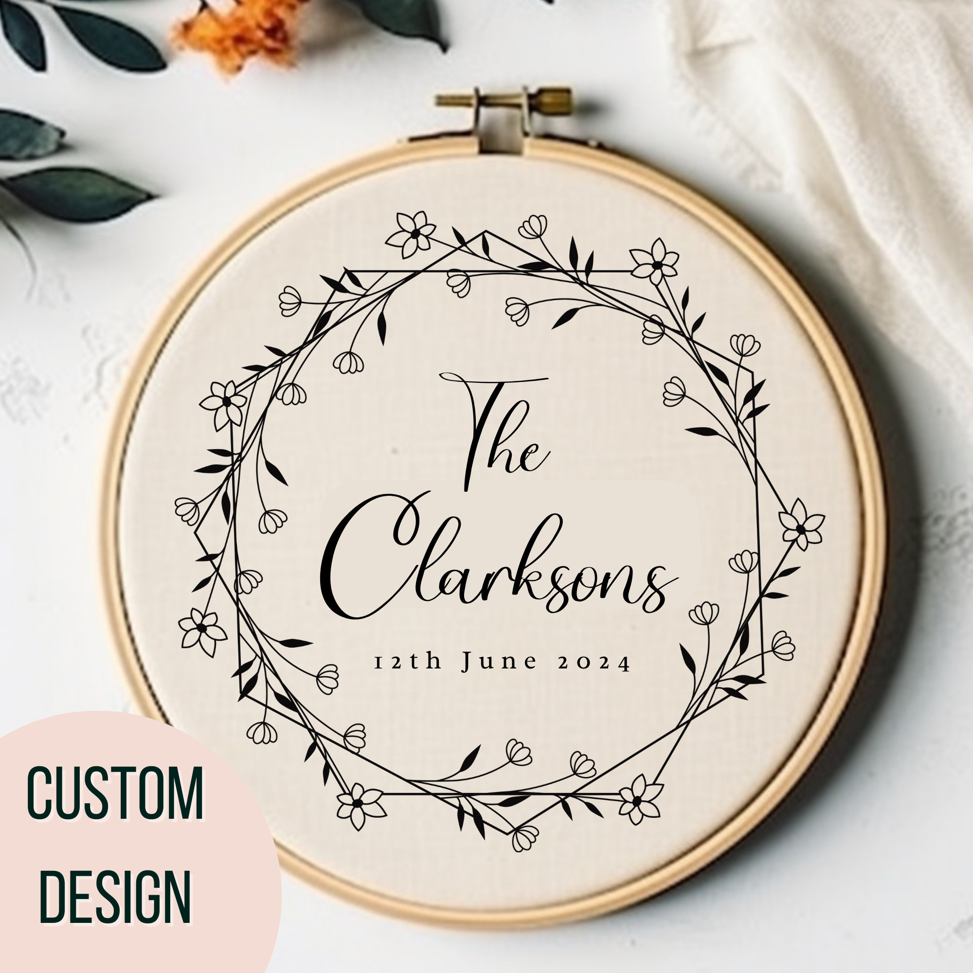 Custom Wedding Names Hand Embroidery Pattern Personalized - Etsy
