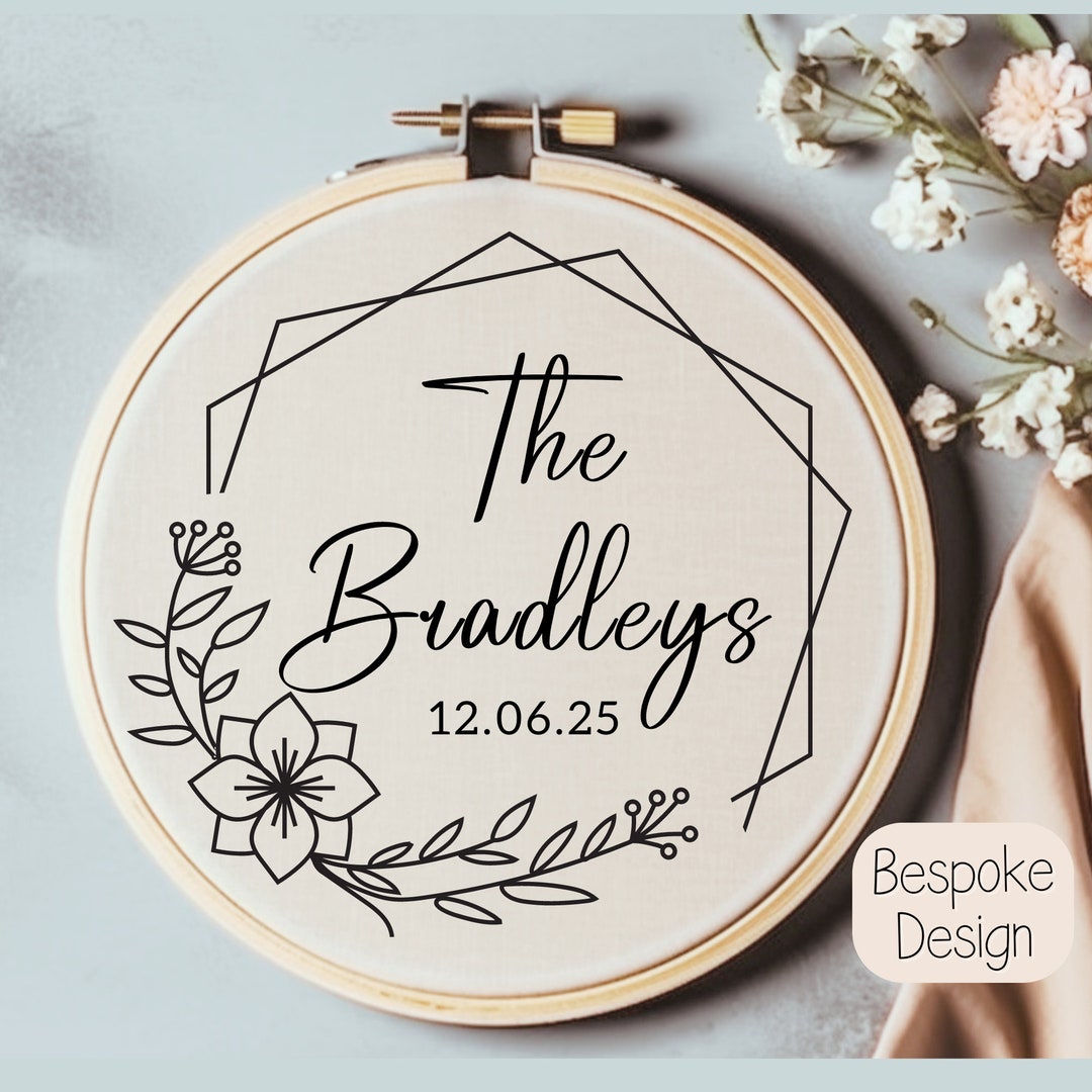Custom Wedding Names Hand Embroidery Pattern - Personalized Wedding ...