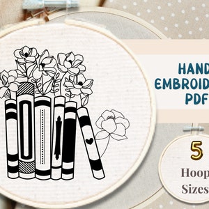 Book Hand Embroidery Pattern Floral Book Embroidery Design Open Book ...