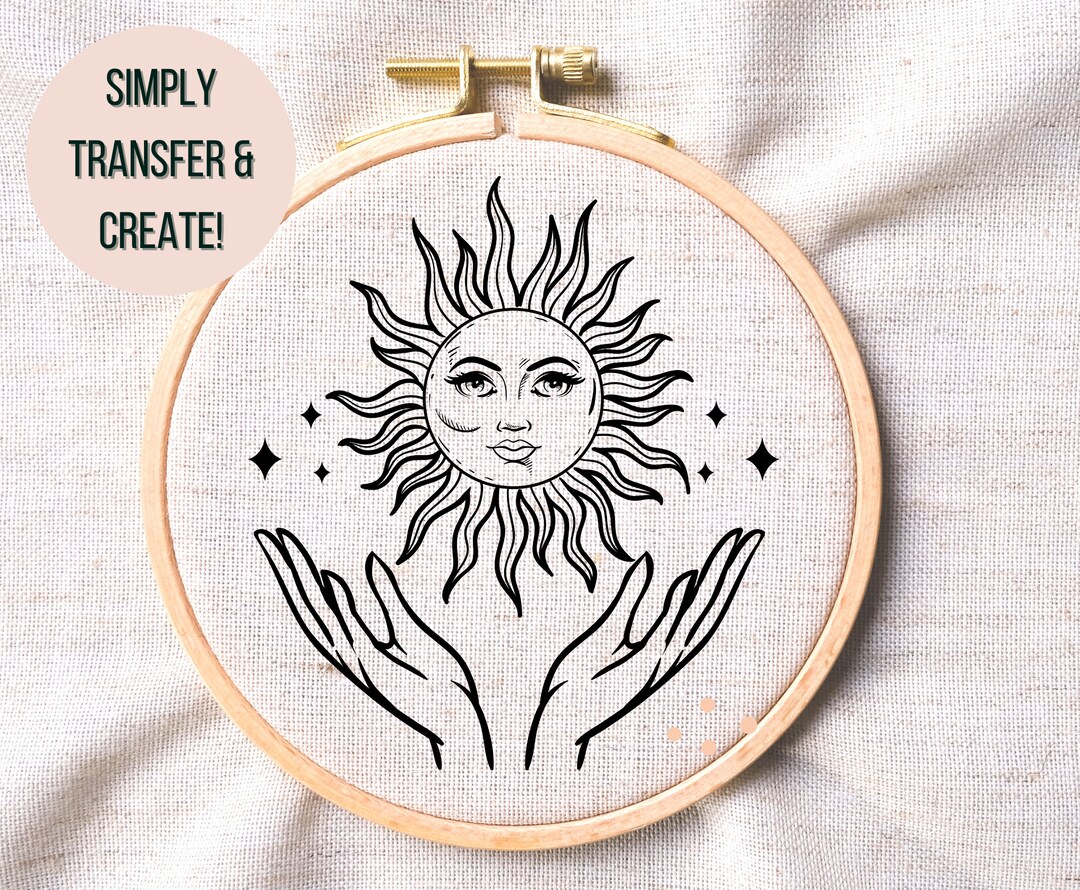 Celestial Sun and Hands Embroidery Pattern PDF~ Celestial Sun Hand ...
