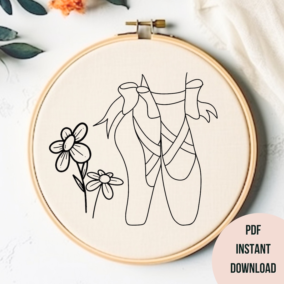 Ballet Hand Embroidery Pattern Ballet Slippers Embroidery PDF Boho Hoop ...