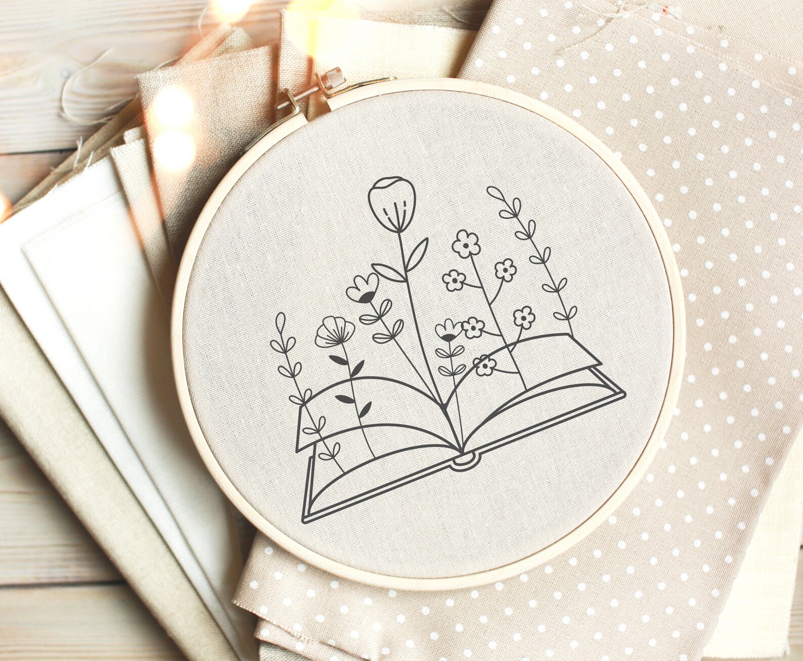 Minimalist Open Book Hand Embroidery Pattern Simple Book Embroidery PDF ...