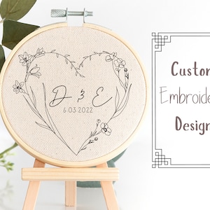 Custom Wedding Initials Hand Embroidery Pattern - Personalized Couples ...