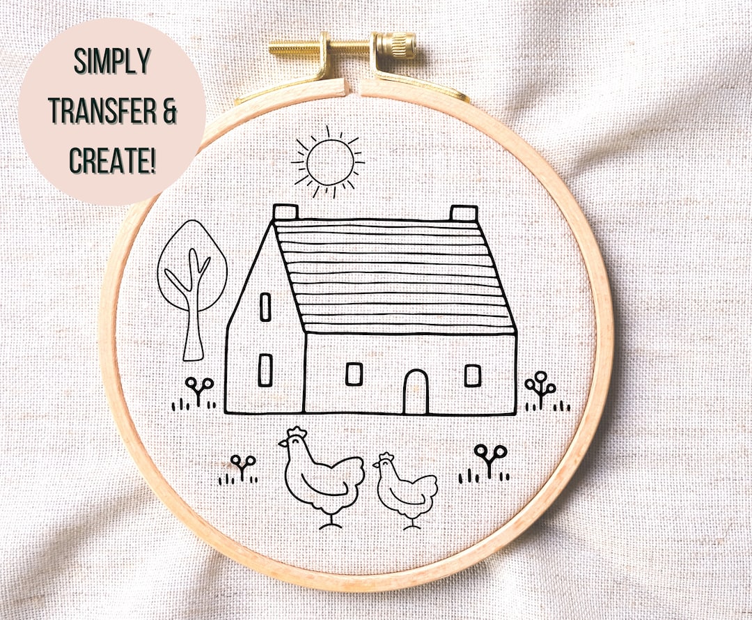 Little Farmhouse Hand Embroidery Pattern Printable - Whimsical House ...