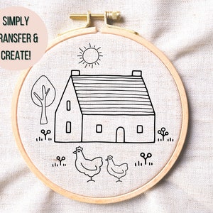 Little Farmhouse Hand Embroidery Pattern Printable - Whimsical House ...