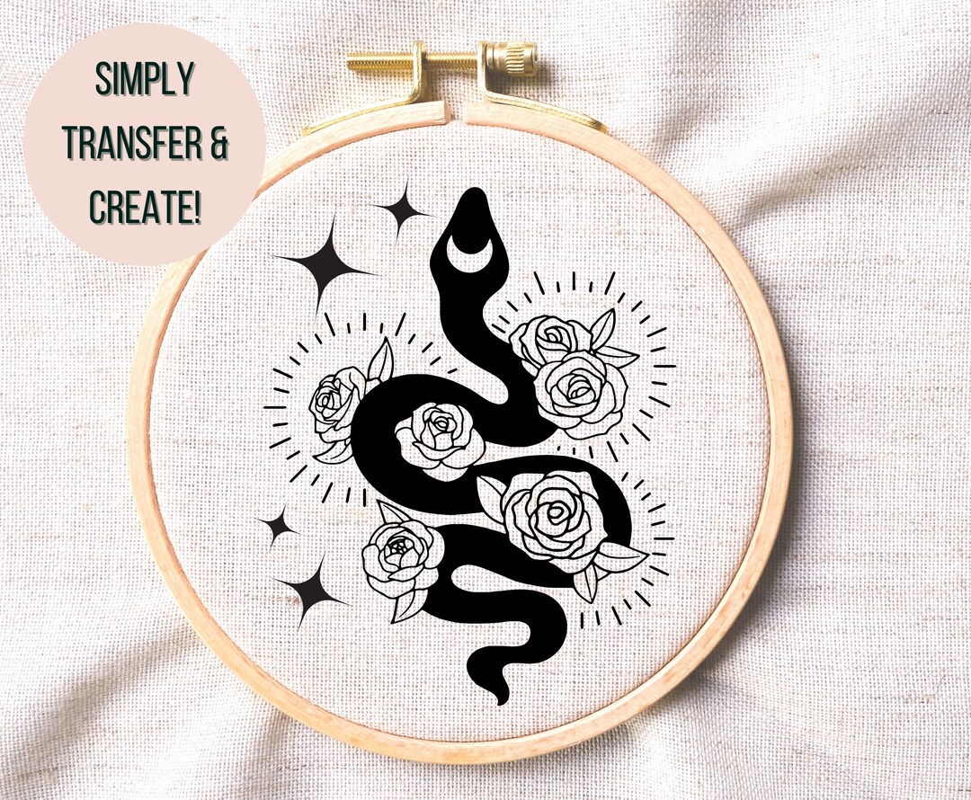 Celestial Snake Embroidery Pattern PDF Celestial Serpent Hand - Etsy