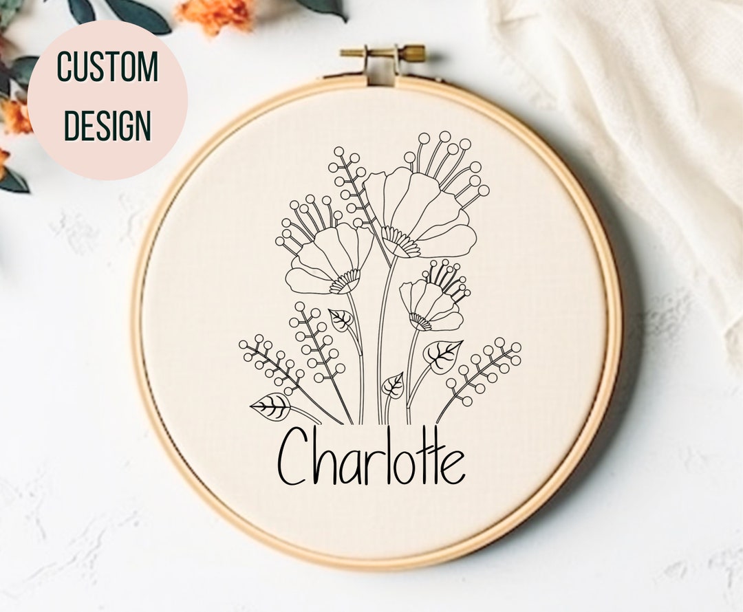 Custom Hand Embroidery Pattern Personalized Floral Hand Embroidery PDF ...