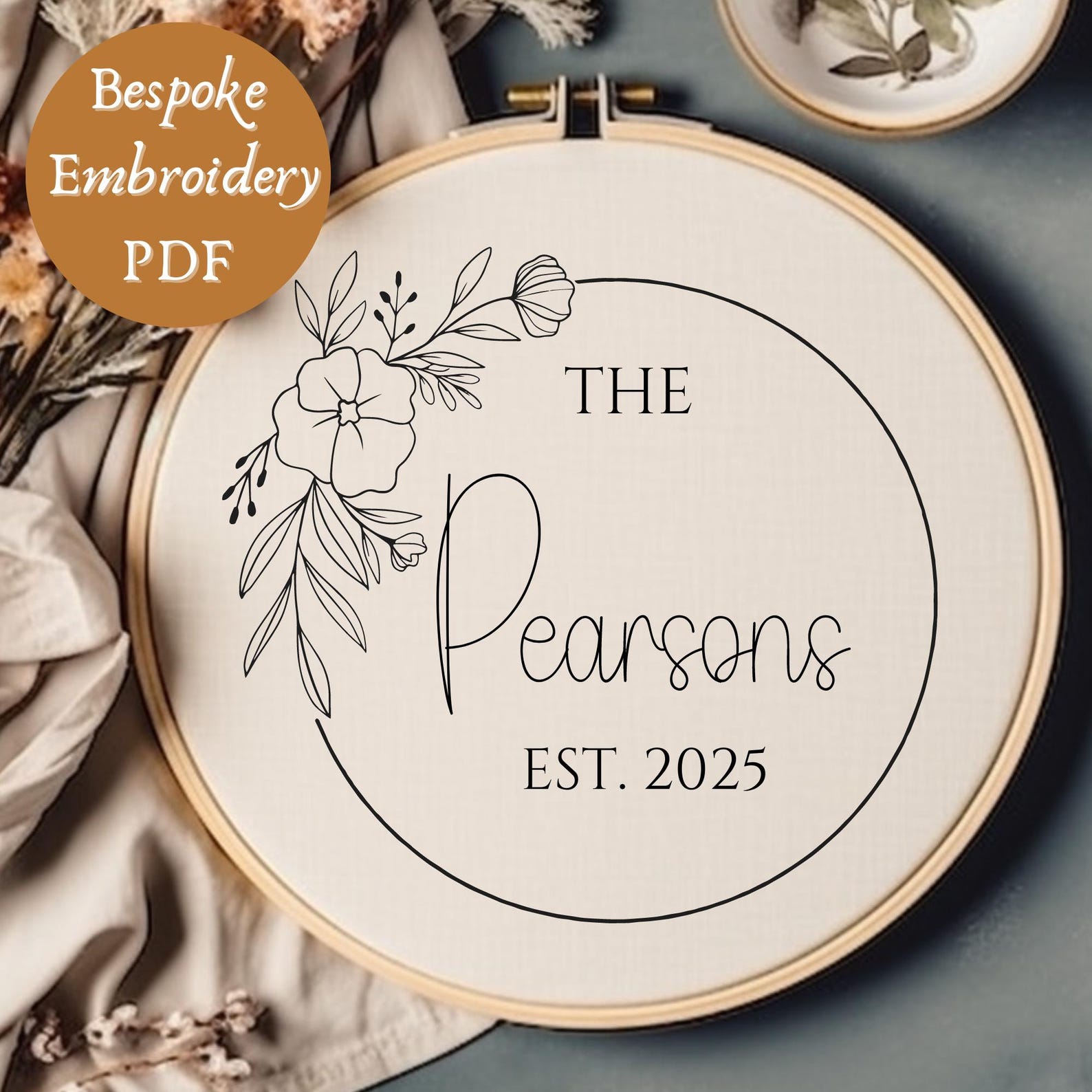 Custom Wedding Names Hand Embroidery Pattern Personalized Wedding ...