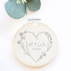 Custom Wedding Initials Hand Embroidery Pattern - Personalized Couples ...