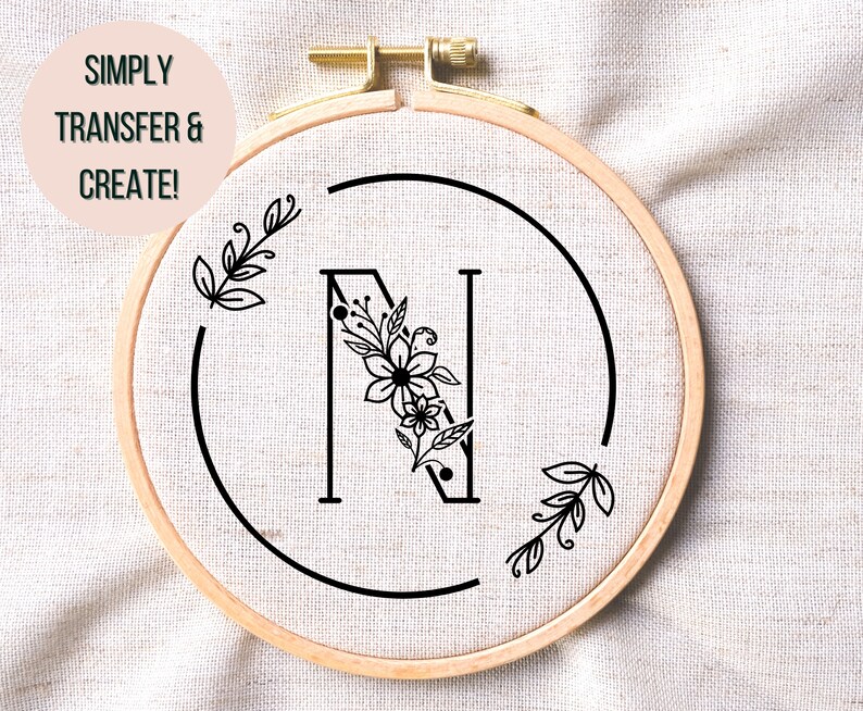 Letter N Hand Embroidery Monogram - Letter N Hand Embroidery Letter ...