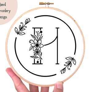 Letter H Hand Embroidery Monogram - Letter H Hand Embroidery Letter ...