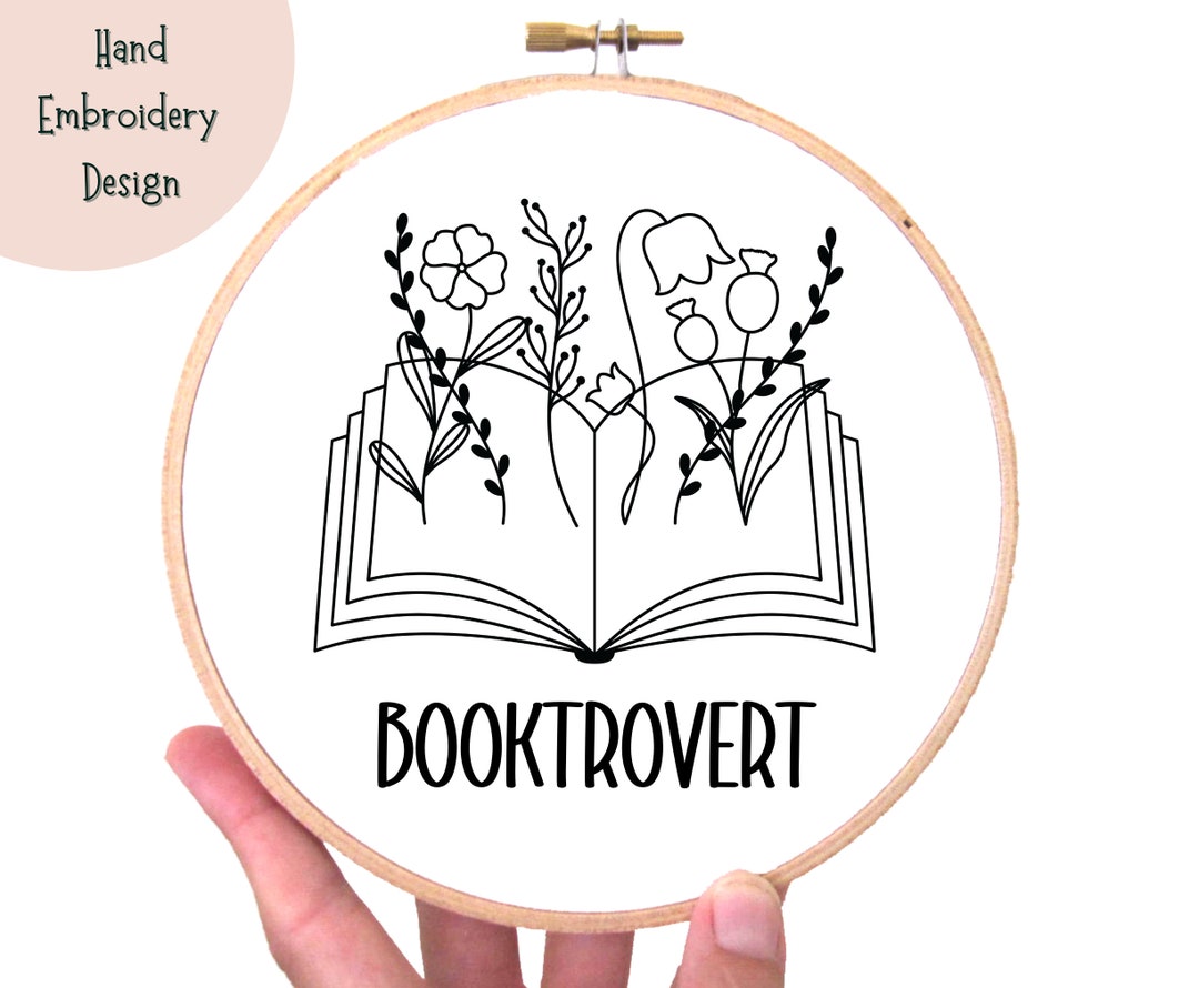 Book Hand Embroidery Pattern - Floral Book Embroidery Design ...