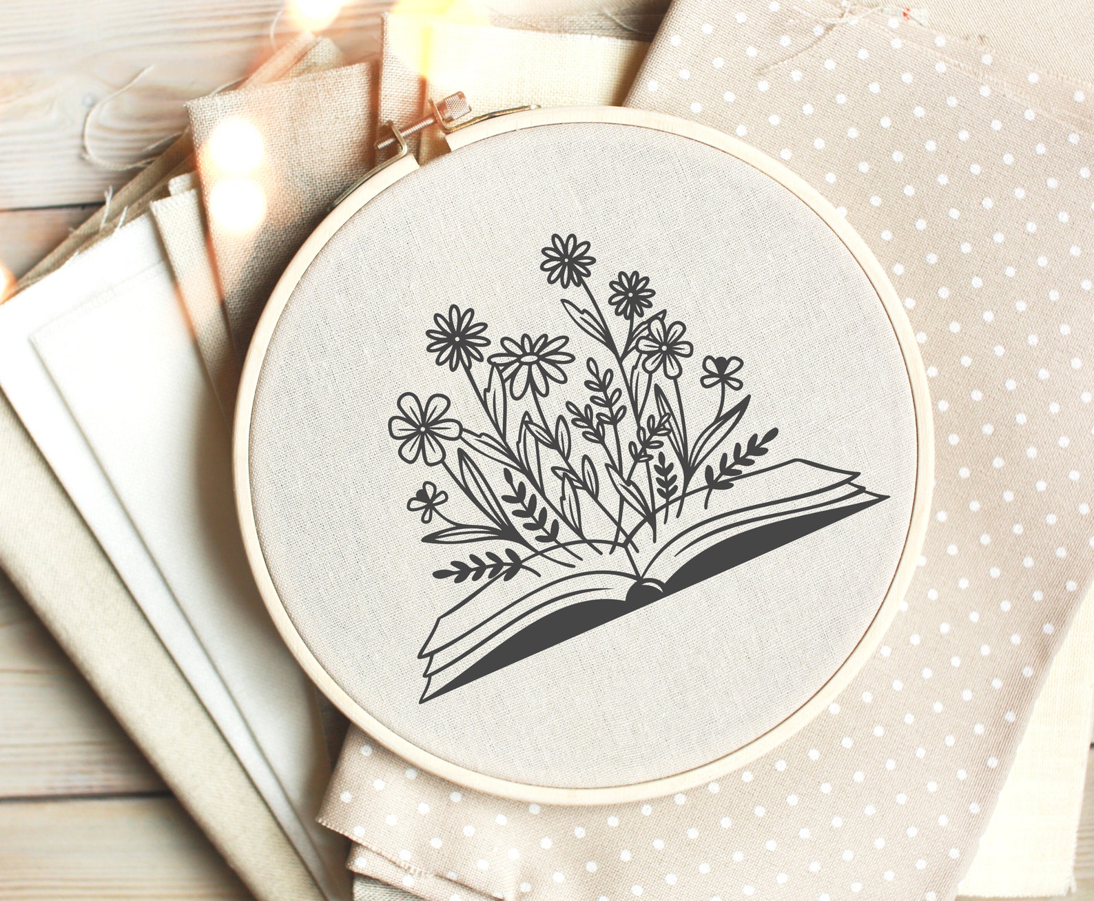 Book Hand Embroidery Pattern Floral Book Embroidery Design - Etsy