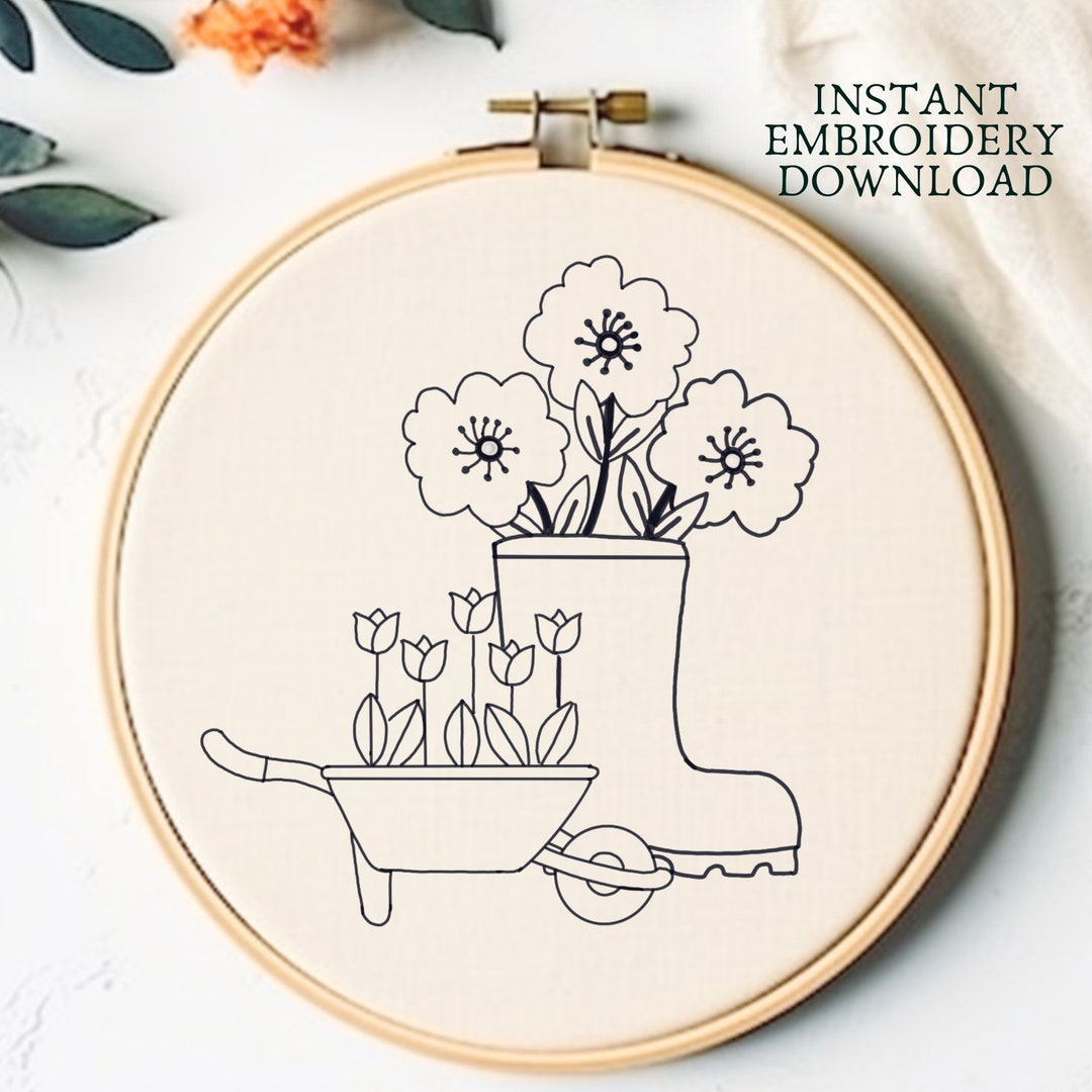 Gardening Hand Embroidery Pattern PDF Gardeners Hand Embroidery Pattern ...