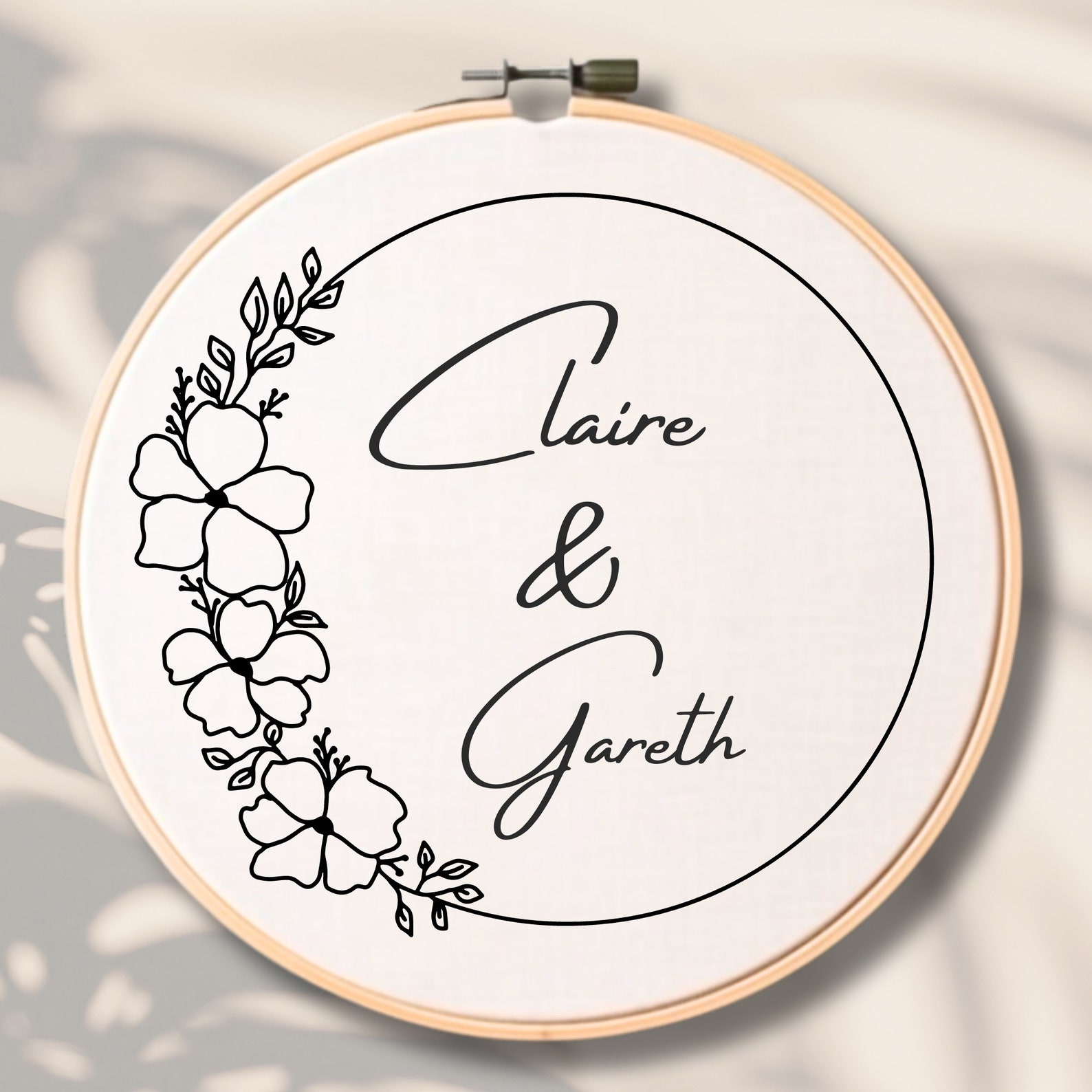Custom Wedding Names Hand Embroidery Pattern - Personalized Wedding ...