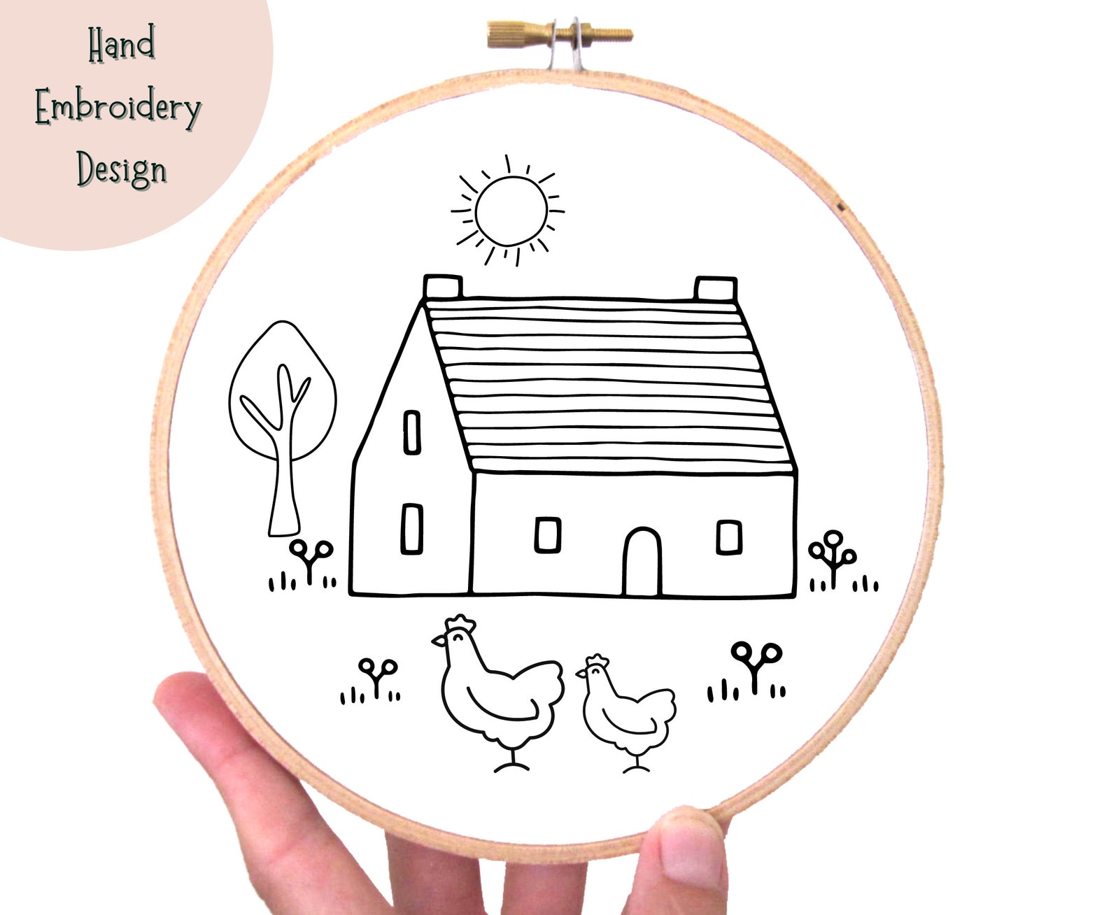 Little Farmhouse Hand Embroidery Pattern Printable - Whimsical House ...