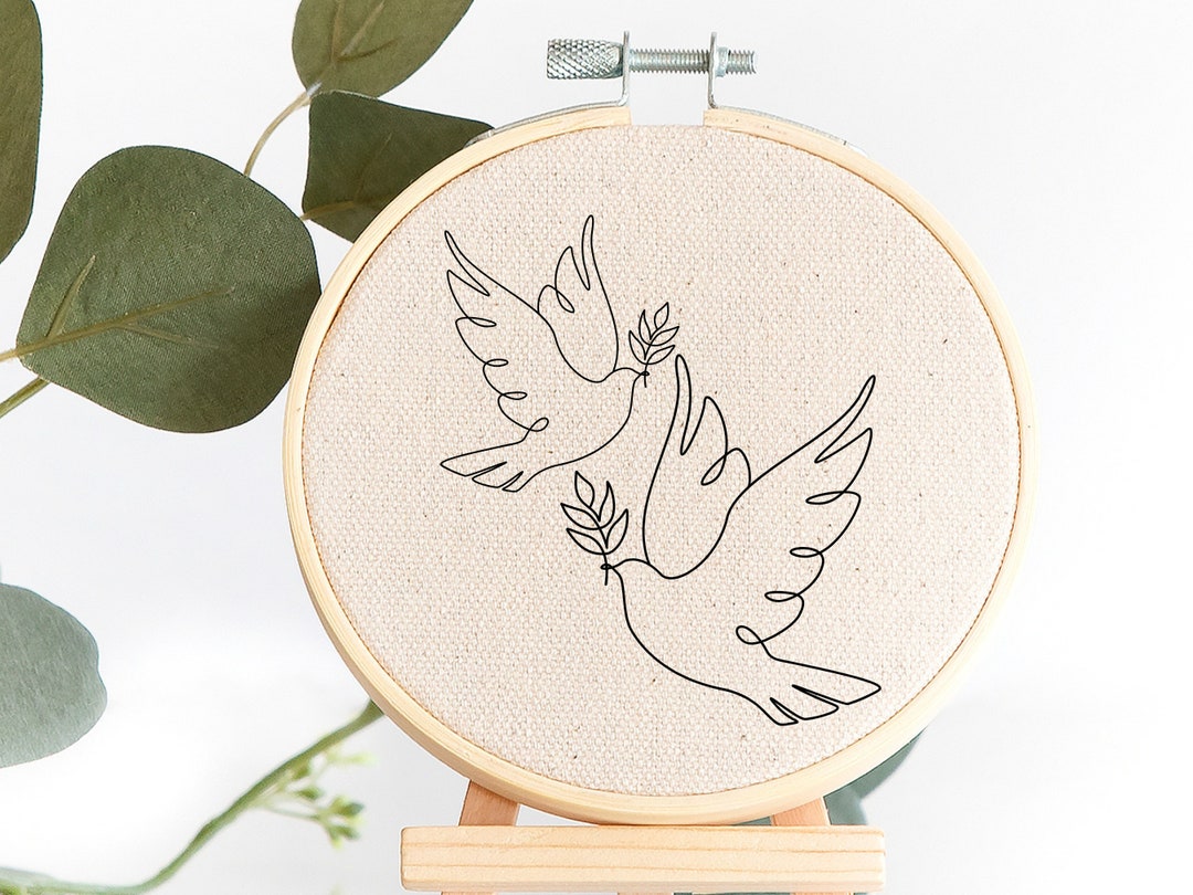 Peace Doves Hand Embroidery Pattern - Doves Embroidery PDF- Birds ...