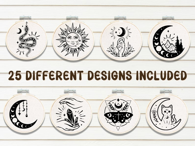 Set of 25 Celestial Hand Embroidery Designs Celestial Hand - Etsy