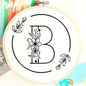 Letter B Hand Embroidery Monogram - Letter B Hand Embroidery Letter ...