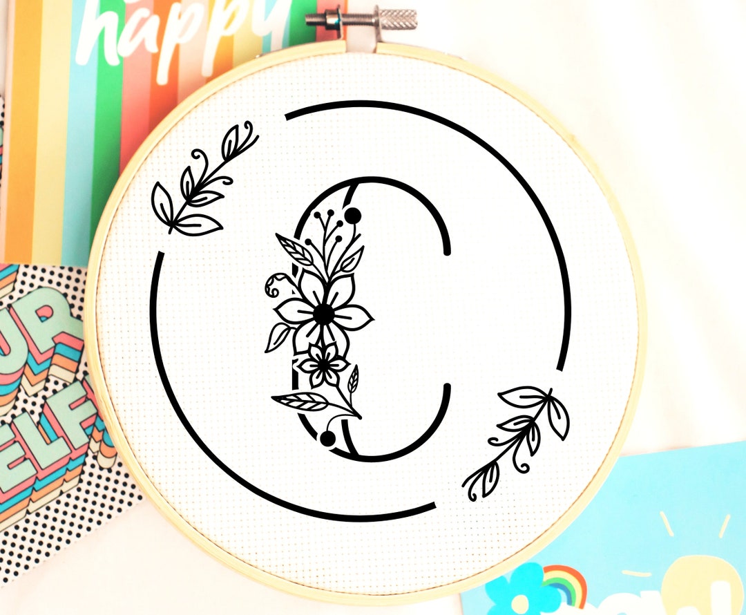 Letter C Hand Embroidery Monogram Letter C Hand Embroidery Letter ...