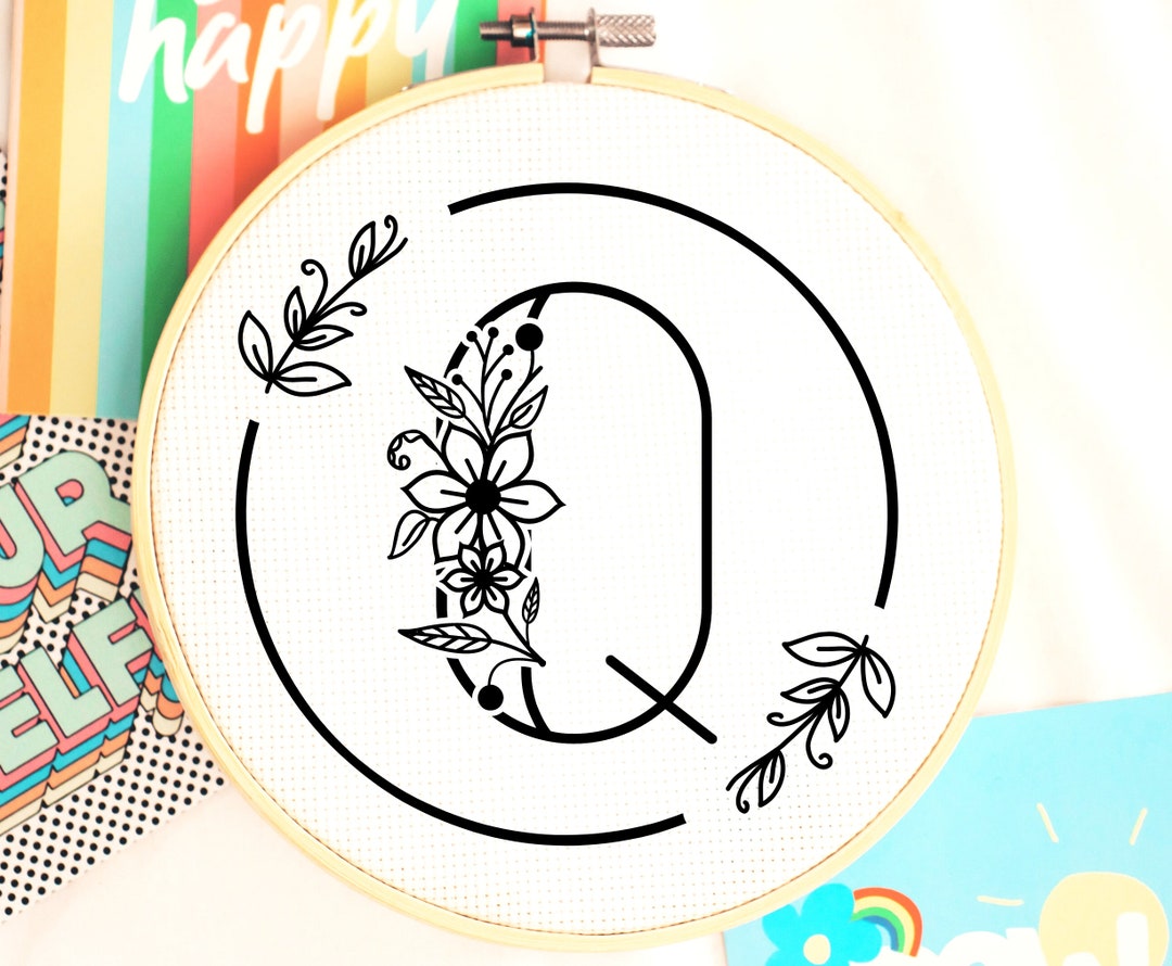Letter Q Hand Embroidery Monogram - Letter Q Hand Embroidery Letter ...
