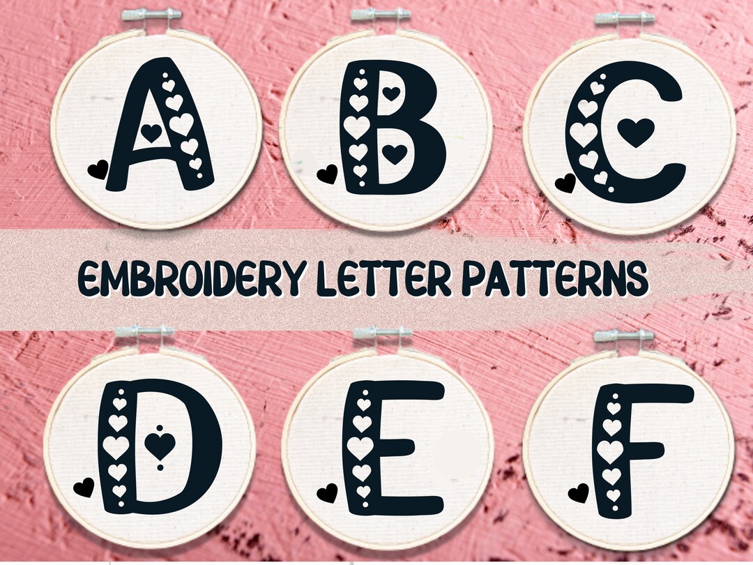Heart Hand Embroidery Letter Patterns full Alphabet of Hand - Etsy