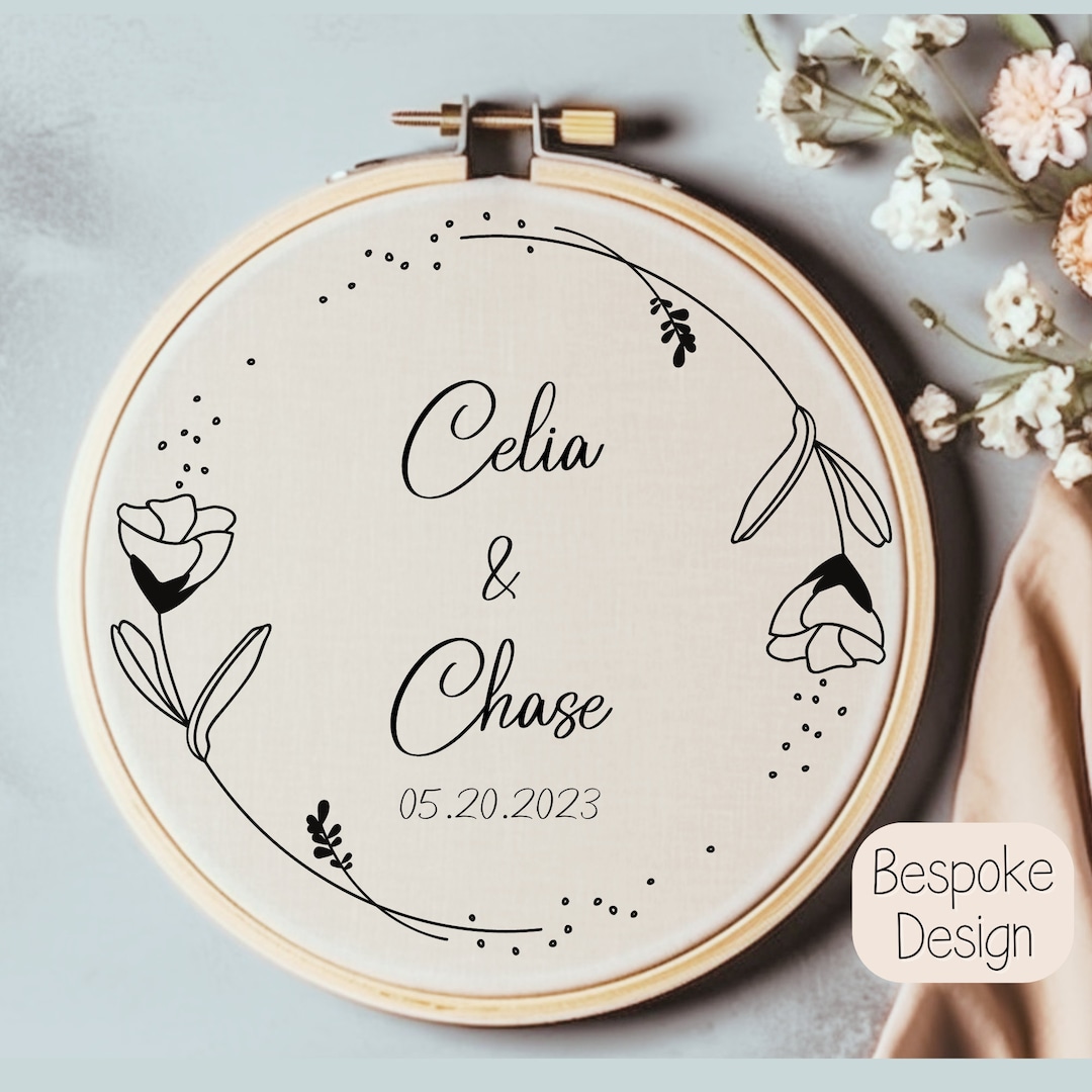Custom Wedding Hand Embroidery Pattern - Personalized Hand Embroidery ...