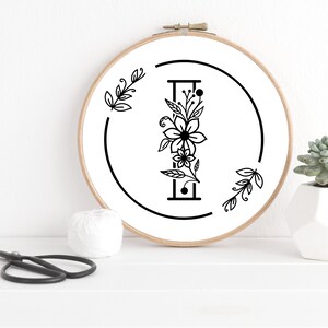 Letter I Hand Embroidery Monogram - Letter I Hand Embroidery Letter ...